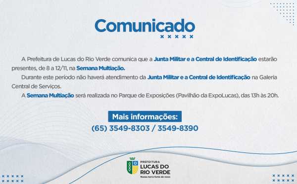 Emissão de RG será feita na Semana Multiação de 08 a 12 de novembro ...